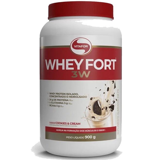 Whey Protein Whey Fort 3W 900g - Vitafor - WHEY FORT 3W (PT) 900G - VITAFOR - VITAFOR