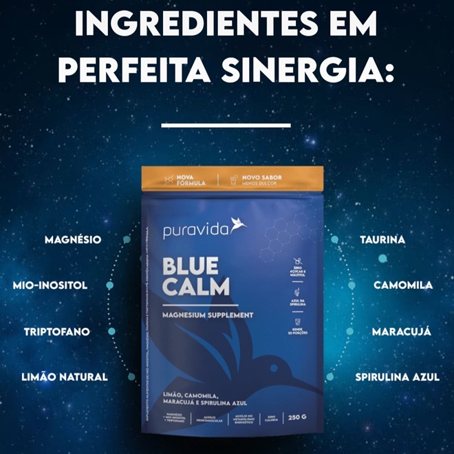 Blue Calm Magnésio Inostiol 250g - Pura Vida - BLUE CALM MAGNÉSIO ...