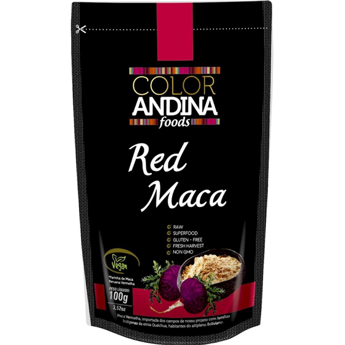 MACA PERUANA VERMELHA RED MACA PÓ 100G - COLOR ANDINA - MACA PERUANA ...