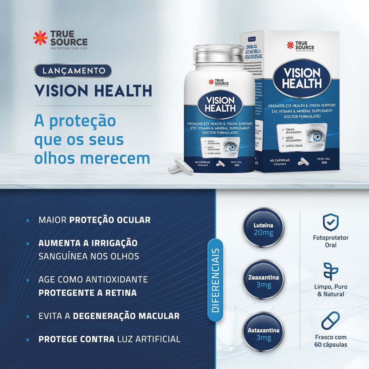 VISION HEALTH (LUTEÍNA + ZEAXANTINA + ASTAXANTINA) 60 CAPS - TRUE ...