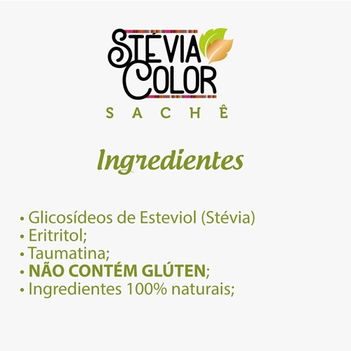 STEVIA COLOR ADOÇANTE NATURAL SEM RESIDUAL AMARGO (50SAC. x 800MG ...