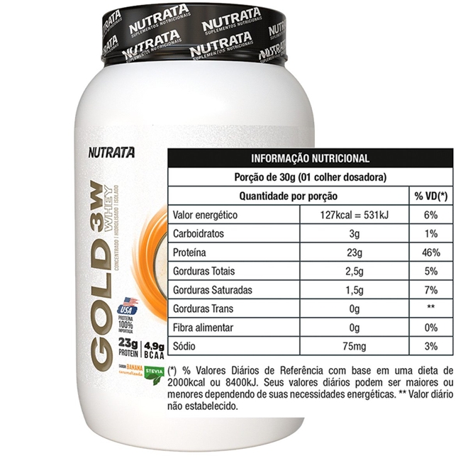 Whey Protein 3W Gold Whey 900g - Nutrata - GOLD WHEY 3W 900G - NUTRATA - NUTRATA