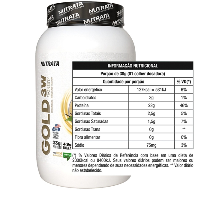 Whey Protein 3W Gold Whey 900g - Nutrata - GOLD WHEY 3W 900G - NUTRATA - NUTRATA