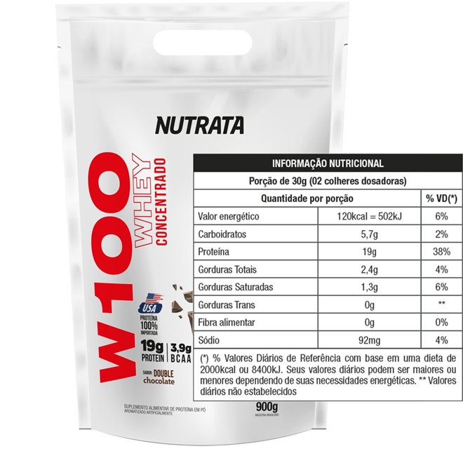 Whey Protein 100% Concentrado W100 900g - Nutrata - WHEY CONCENTRADO W100 (SC) 900G - NUTRATA ...