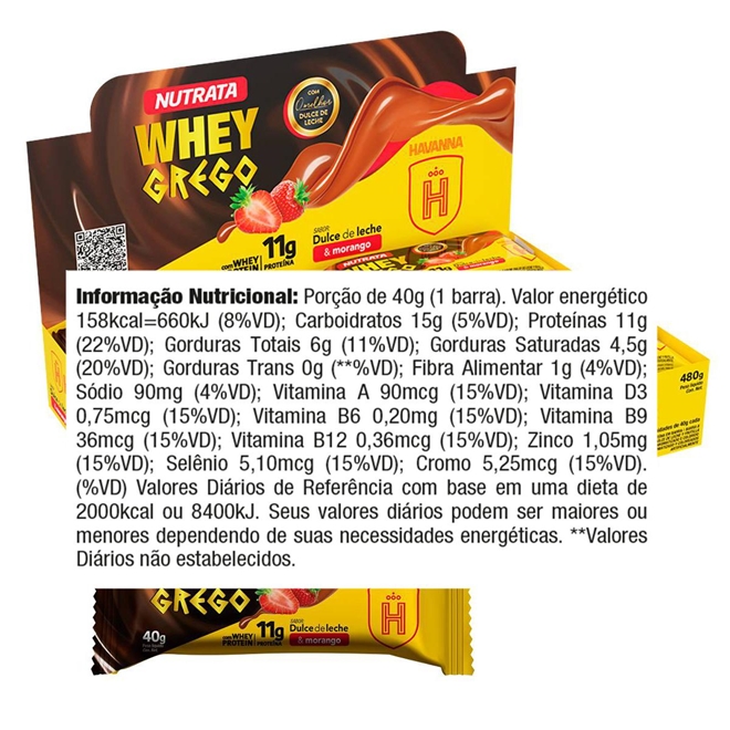 Barra de Proteína Whey Grego Havanna 12un x 40g - Nutrata - BARRA ...