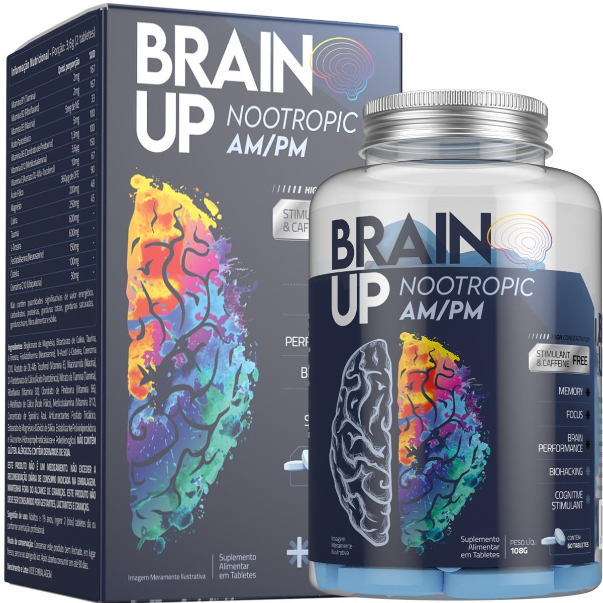 Nootrópico Brain Up AM/PM Sem Cafeína 60Tabletes - True Source ...