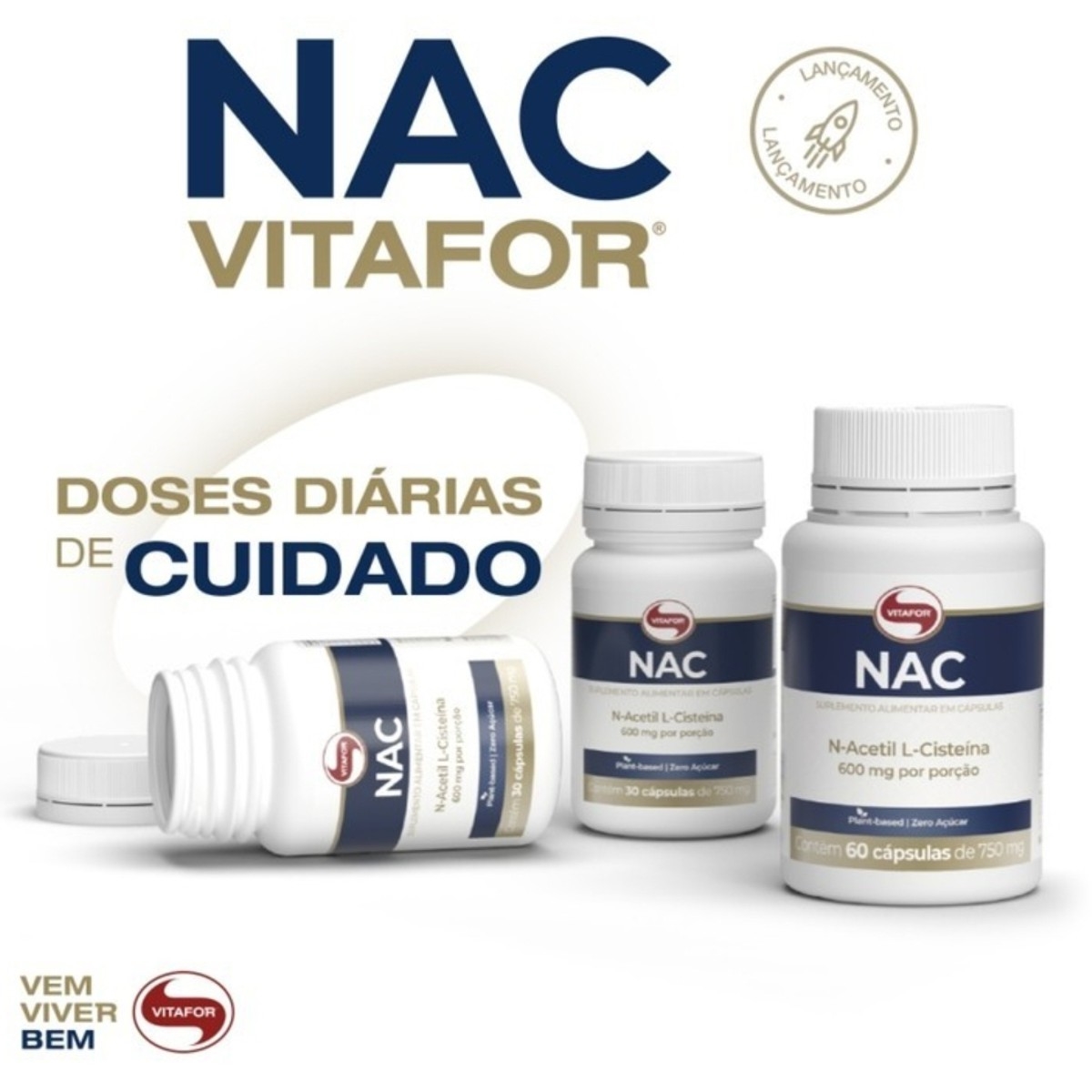 NAC N Acetilcisteina 600mg 60caps - Vitafor - NAC N-ACETILCISTEINA 750MG (PT) 60CAPS - VITAFOR ...