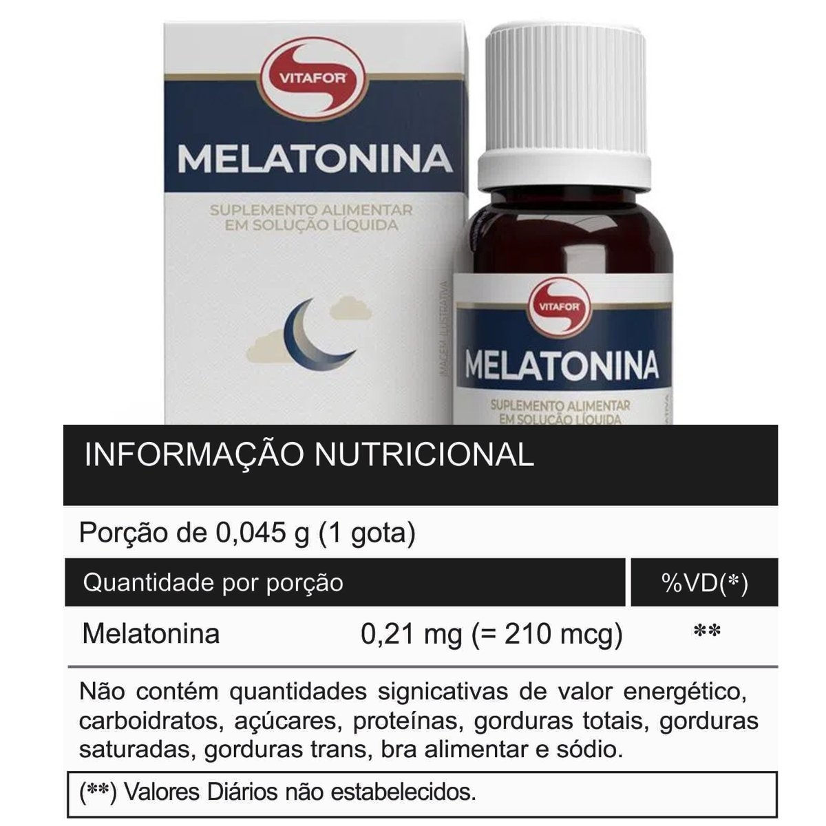 Melatonina gotas sublingual 20ml - Vitafor - MELATONINA GOTAS ...